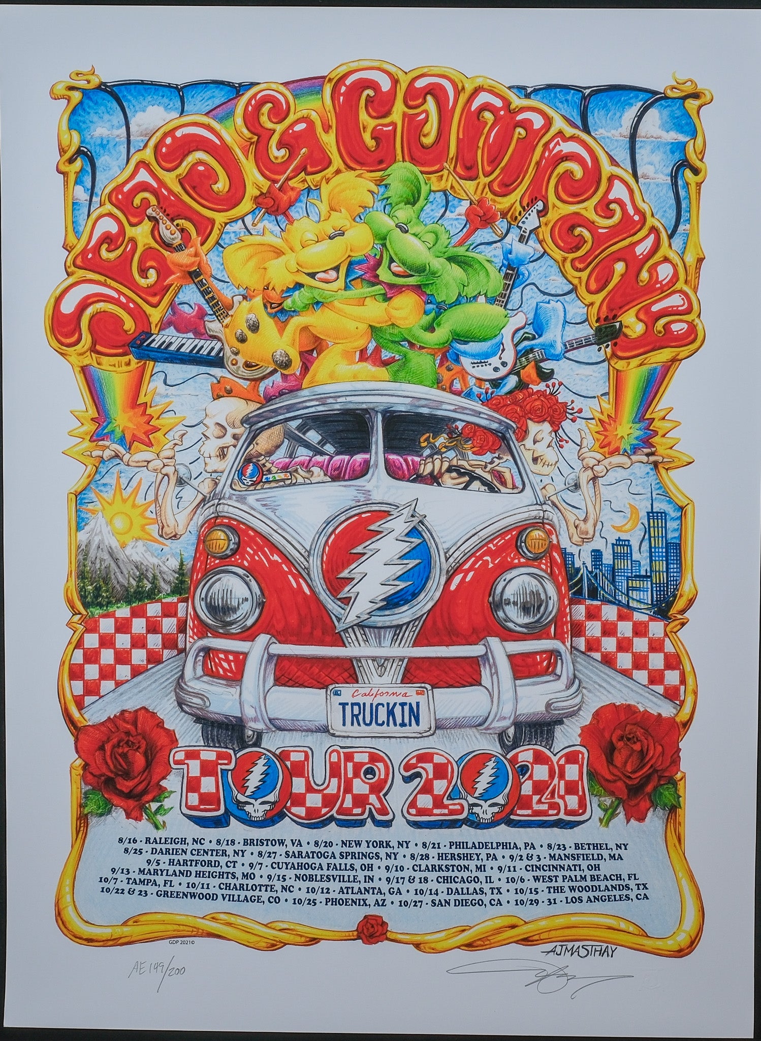 AJ Masthay Dead and Company 2021 Tour Concert Poster – Rare Dead Posters