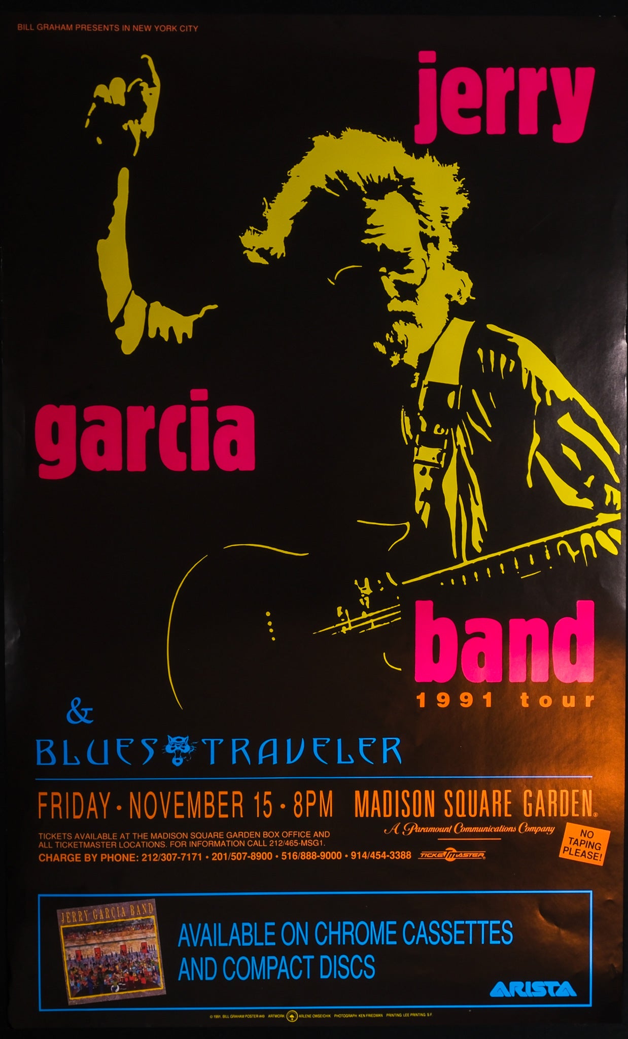 Jerry Garcia and Blues Traveler 1991 New York City Concert Poster ...