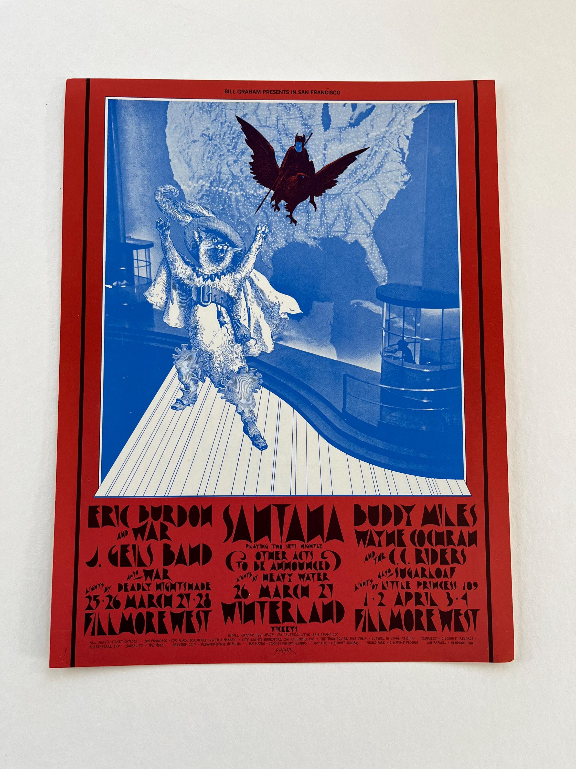 David Singer Santana J Geils Band Winterland/Fillmore 1971 BG-275 Orig ...