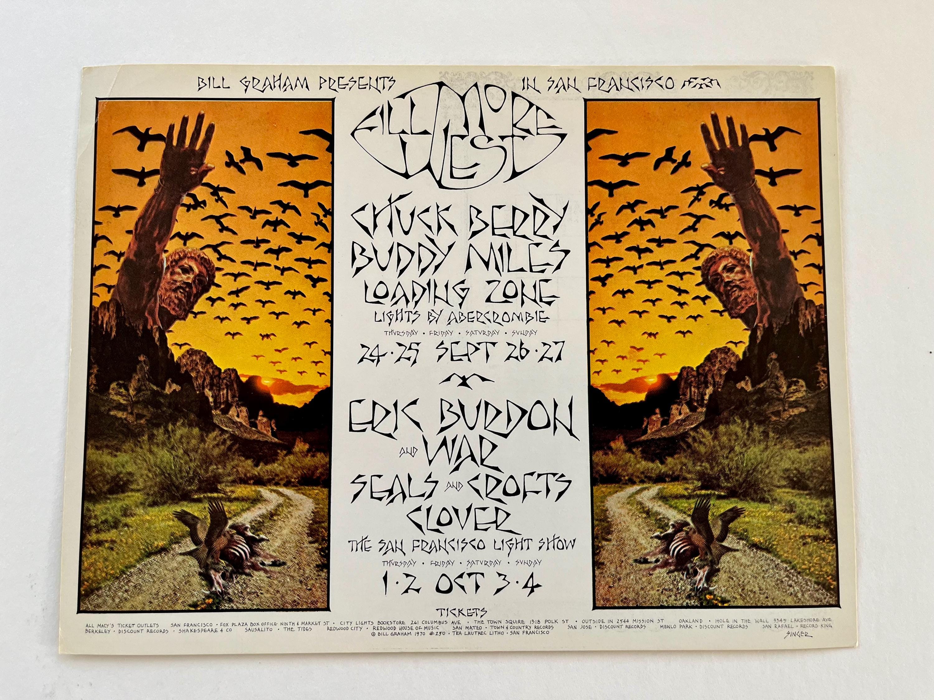 David Singer Chuck Berry War Fillmore West 1970 BG-250 Original Postca ...